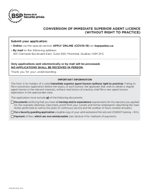 Fillable Online APPLICATION FOR AN IMMEDIATE SUPERIOR AGENT ... - BSP ...