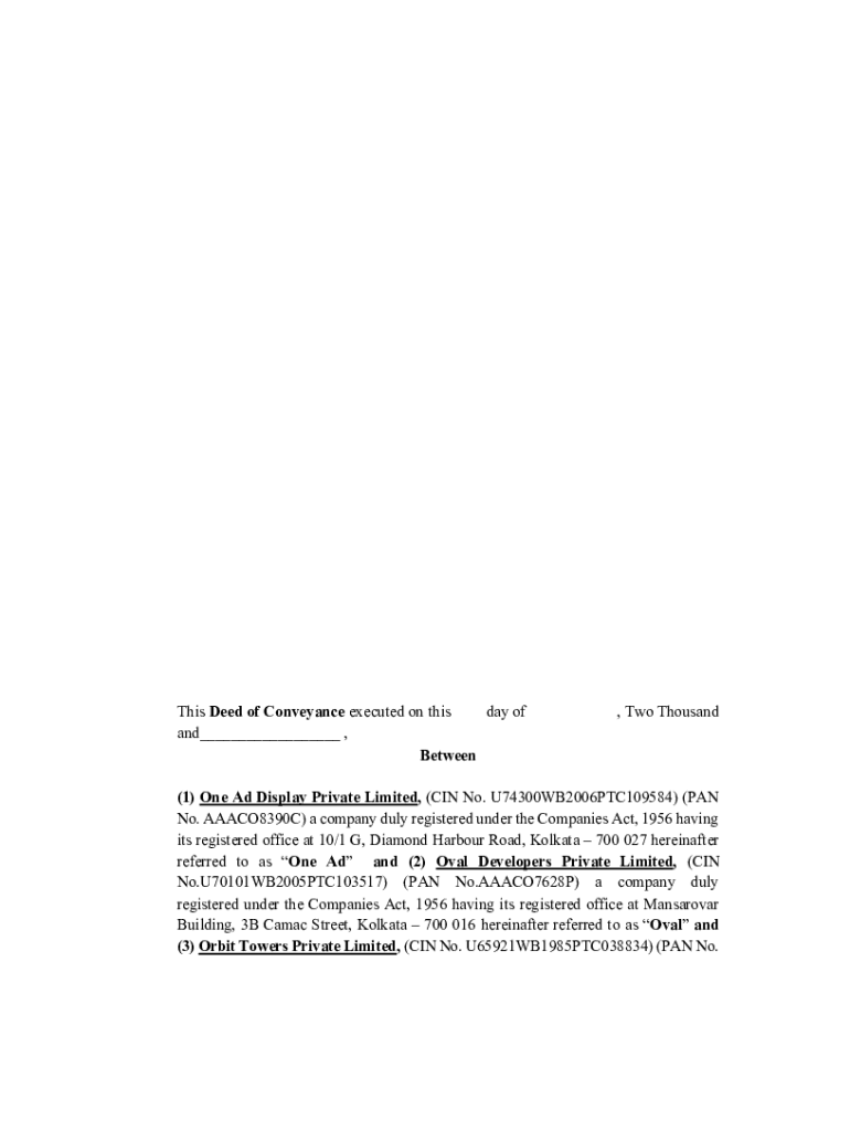 Fillable Online This Deed of Conveyance executed on this day of Fax Email Print - pdfFiller