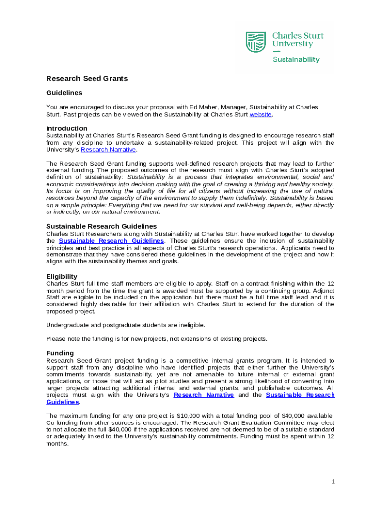 Sustainability Project Grant Application Doc Template | pdfFiller