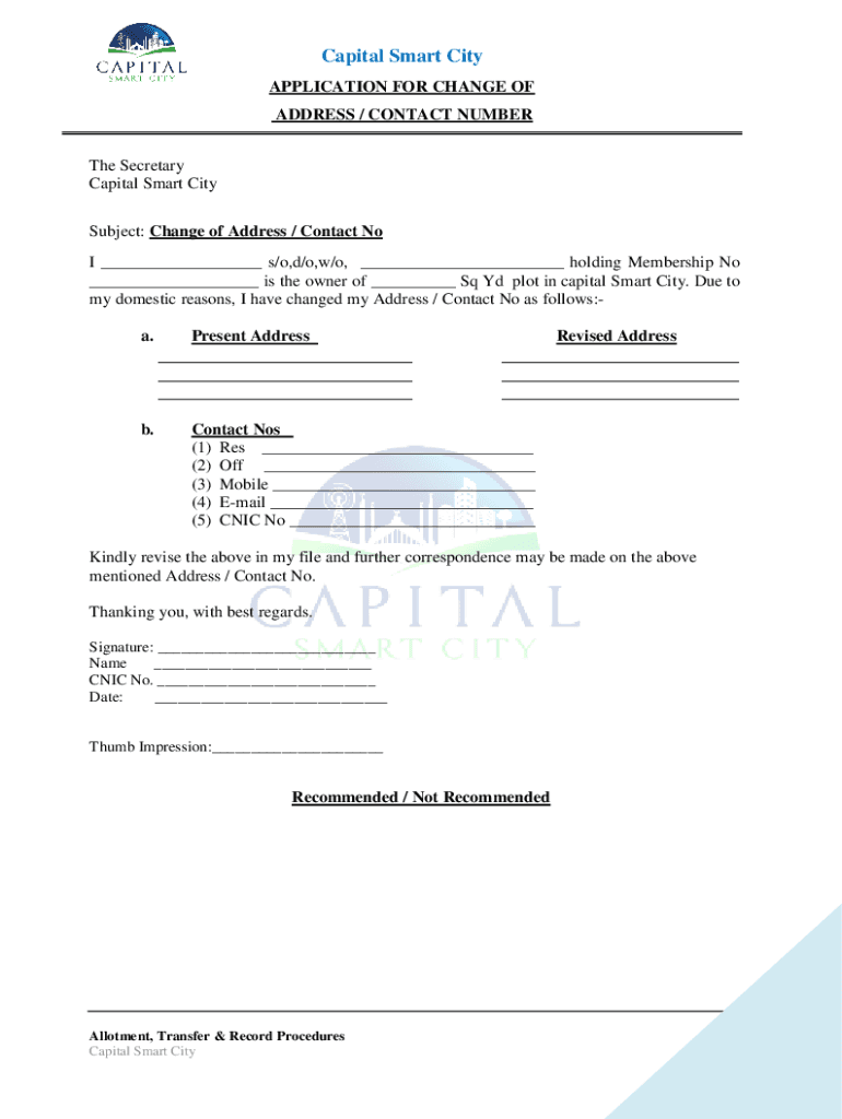 Fillable Online application for change of name and address (PDF) Fax ...