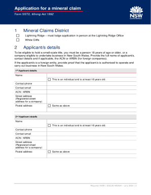 Fillable Online LR1-SST2 Application for a mineral claim. application ...