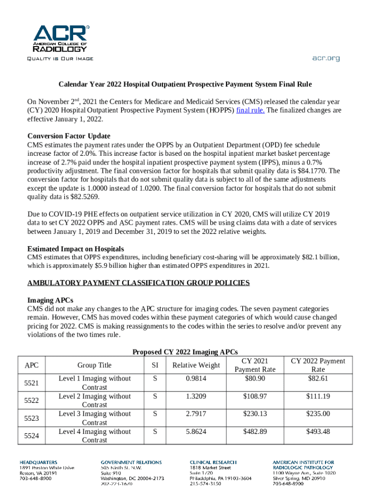 Fact sheet CY 2022 Medicare Hospital Outpatient ... - CMS Doc Template ...