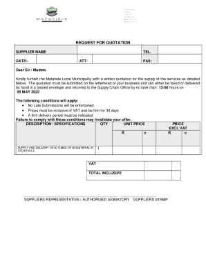 Fillable Online REQUEST FOR QUOTATION 1 Fax Email Print - pdfFiller