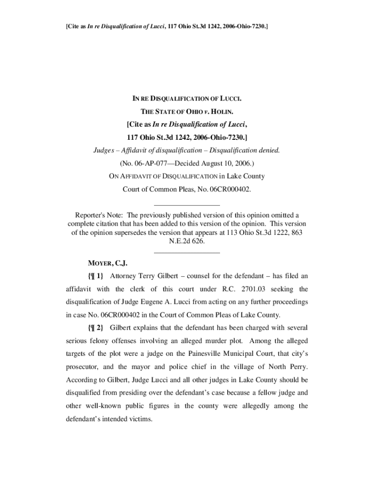 Fillable Online Affidavit of Disqualification - Geauga County Maple ...