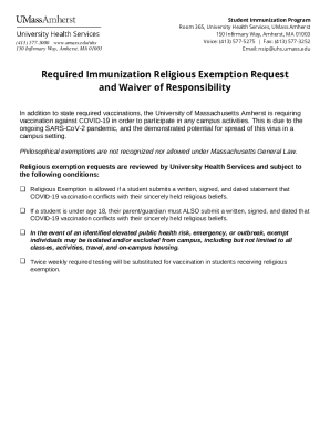 Fillable Online Required Immunization Religious Exemption Request and ...