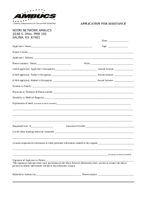 Application for assistance Doc Template | pdfFiller