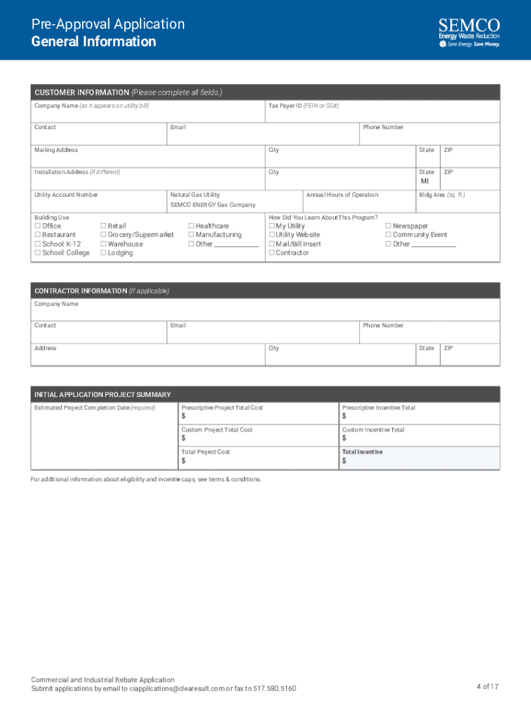 Fillable Online Commercial Customer Application - SEMCO Energy Gas ...