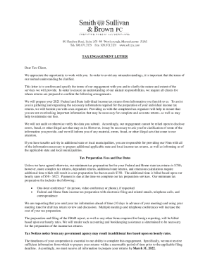 Fillable Online SAMPLE ENGAGEMENT LETTER Dear Client - CalCPA Fax Email ...