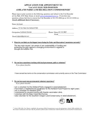 Fillable Online APPLICATION FOR APPOINTMENT TO VACANT ELECTED ... Fax ...