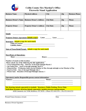 Fillable Online Collin County Fire Marshal's Office Fireworks Stand ...