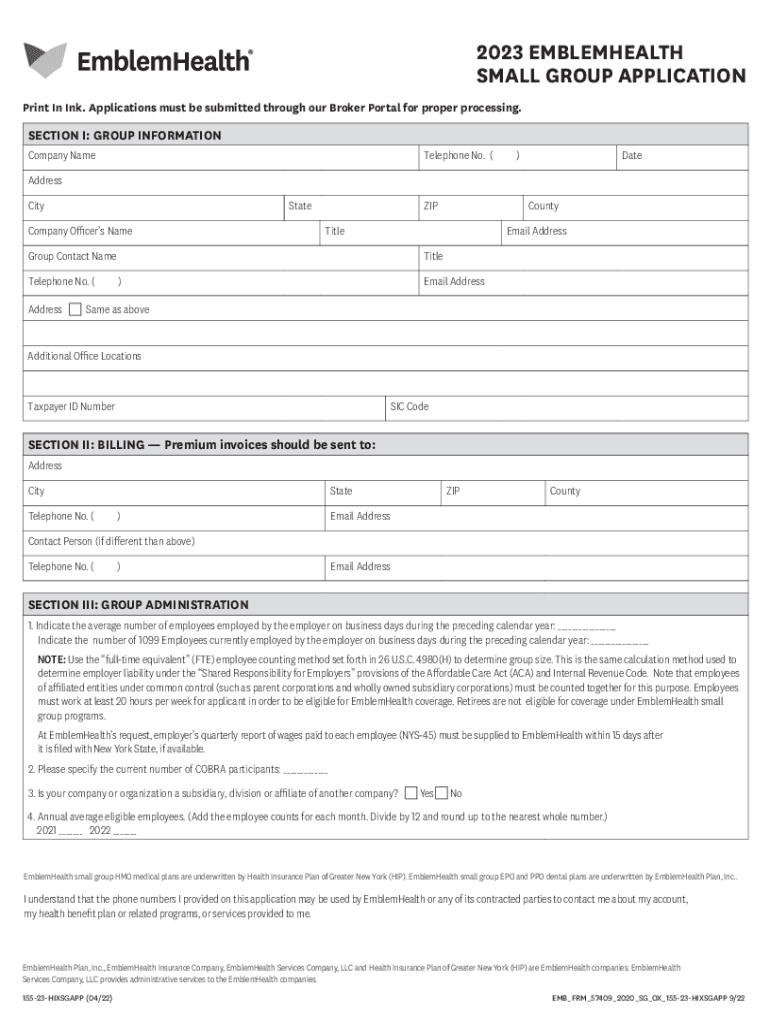 Fillable Online Plan Forms and Documents for Employers - EmblemHealth Fax Email Print - pdfFiller
