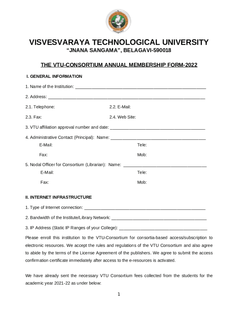 Membership VTU-Consortium-2022 Doc Template | pdfFiller