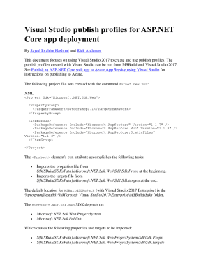 Fillable Online Visual Studio publish profiles for ASP.NET Core app deployment Fax Email Print ...