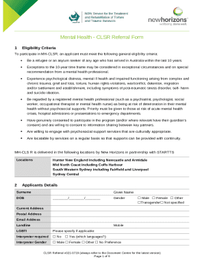 MH-CLSR Referral and Release of Ination Doc Template | pdfFiller