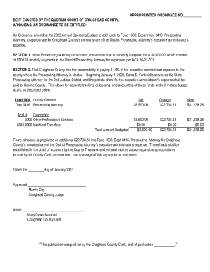 Fillable Online APPROPRIATION ORDINANCE NO. 0-19-37 BE IT ENACTED ...