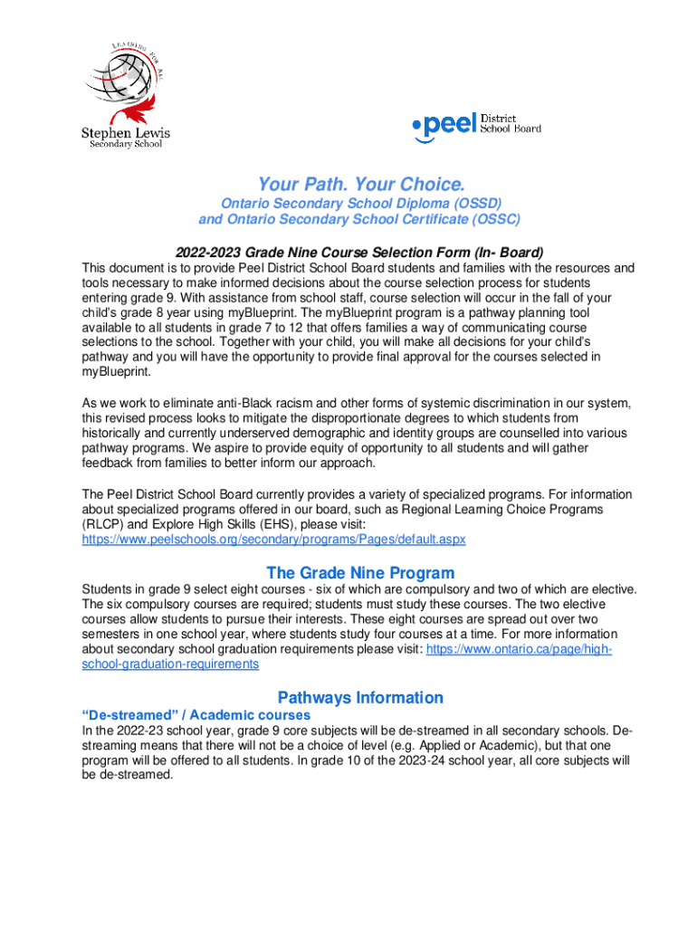 Fillable Online Ontario Secondary School Diploma Requirements Fax Email ...