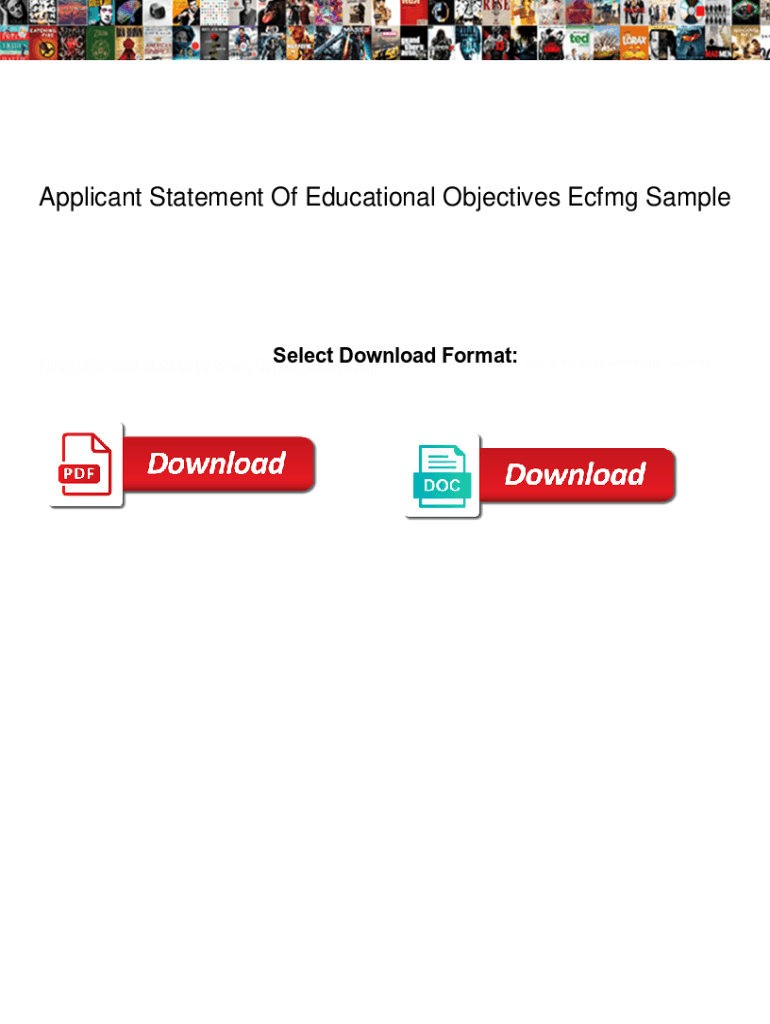 Fillable Online Applicant Statement Of Educational Objectives Ecfmg Sample. Applicant Statement ...