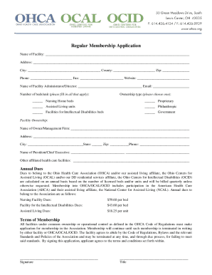 Fillable Online Assisted Living Membership Application Fax Email Print ...