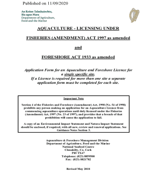 Fillable Online Application Form for an Aquaculture and Foreshore Licence for Fax Email Print ...