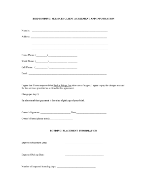 Fillable Online Exotic Boarding Consent Form - Countryside Veterinary ...
