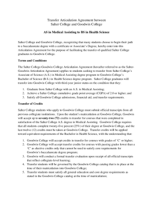 Fillable Online Transfer Articulation Agreement between Salter College and ... Fax Email Print ...