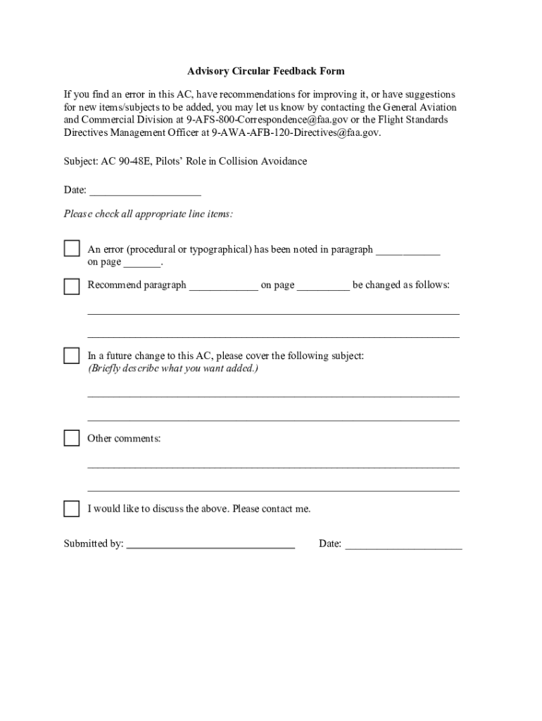 Fillable Online AC 90-48D (Cancelled) - Pilots' Role in Collision Avoidance ... Fax Email Print ...