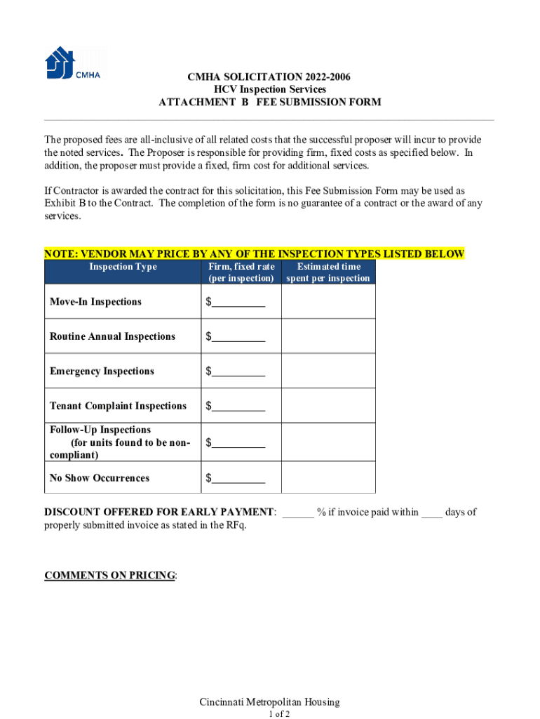 Fillable Online RFP 18-03 HQS Inspection Services Fax Email Print ...