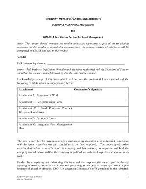 Fillable Online Attachment F Contract Acceptance and Award.docx Fax Email Print - pdfFiller