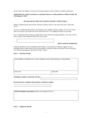 Licensing Act 2003 Application Pack for a Minor Variation of a ... Doc ...