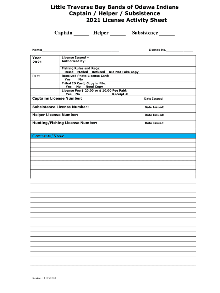 Fillable Online Subsistence - Little Traverse Bay Bands of Odawa ...