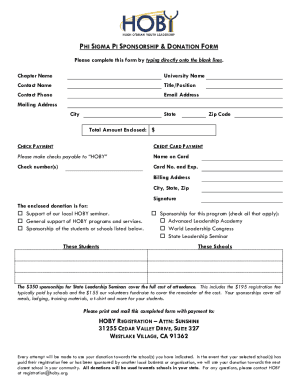 Fillable Online PHI SIGMA PI SPONSORSHIP & DONATION FORM Fax Email ...