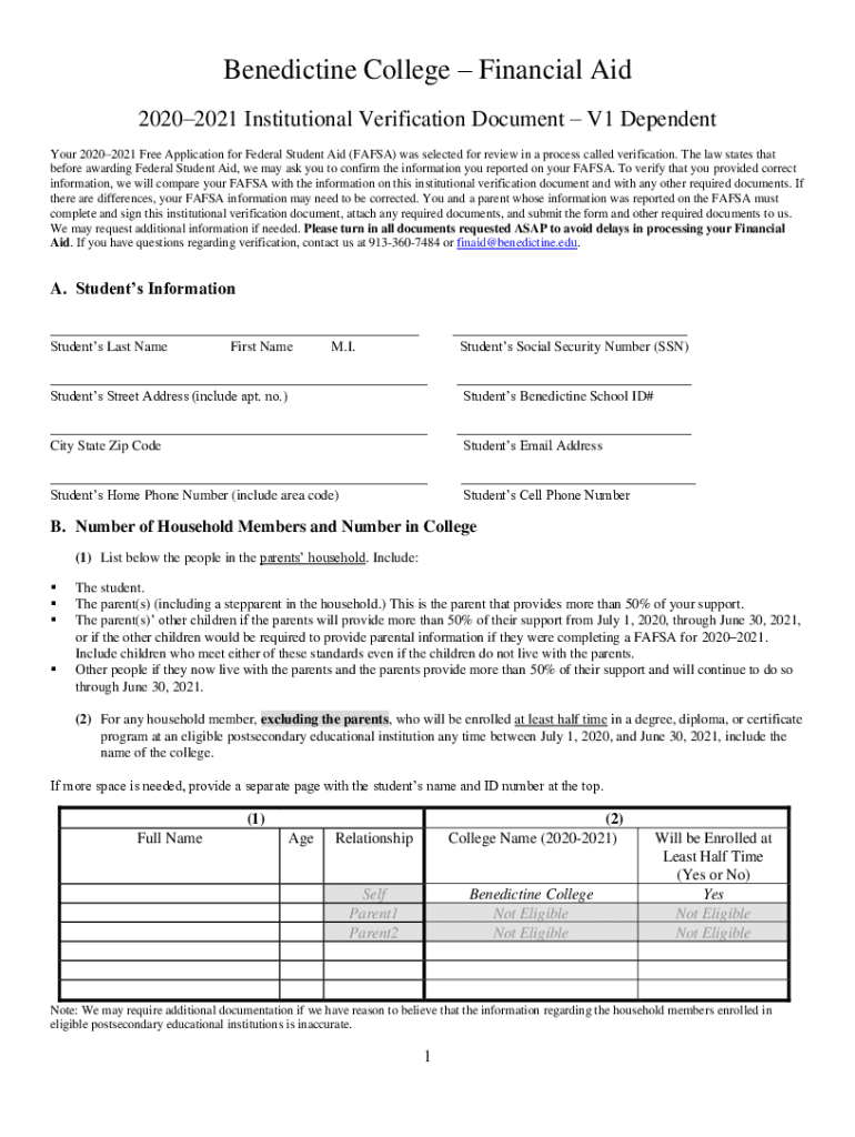 Fillable Online Dependent Verification Worksheet Student s Name: - PDF Free ... Fax Email Print ...