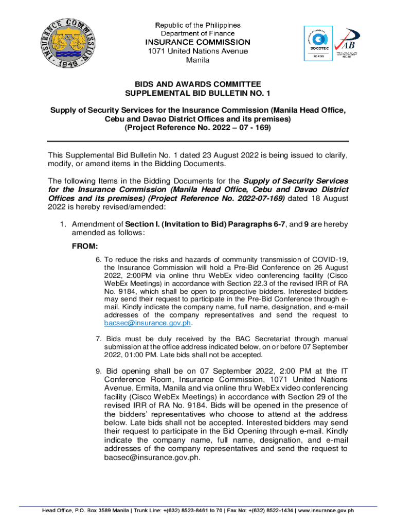 Fillable Online Bid Bulletin - PS-PhilGEPS Fax Email Print - pdfFiller