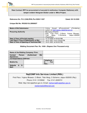 Fillable Online risl rajasthan gov RFP for procurement of secured pre ...