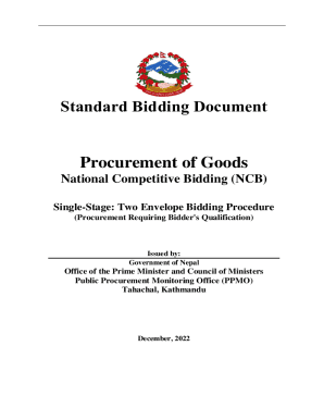 Fillable Online National Competitive Bidding for Procurement of Goods ...
