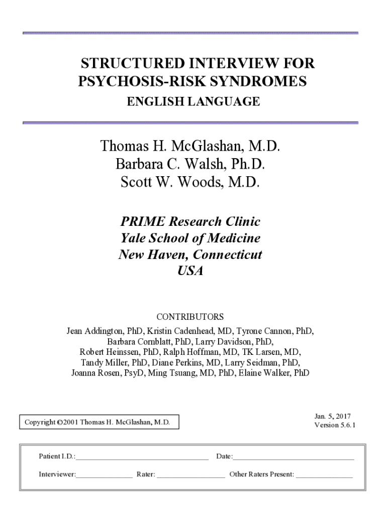 Fillable Online The Psychosis-Risk Syndrome: Handbook for Diagnosis and ...