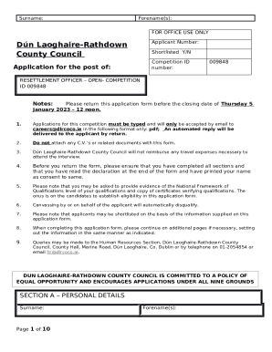 Resettlement Officer 009848 Application ... Doc Template | pdfFiller