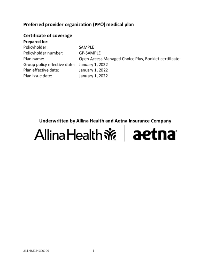 Fillable Online Allina Health Open Access Managed Choice Plus ...