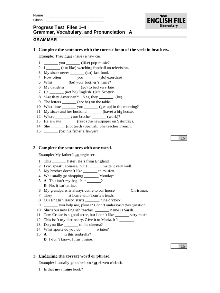 1 Complete the sentences with the correct of the verb in ... - e-edu nbu Doc Template | pdfFiller
