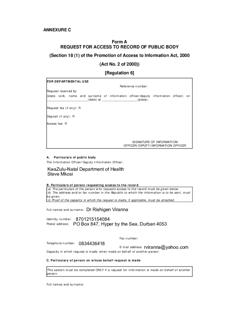 Fillable Online PAIA-Form-Annexure-1-Request-for-access-to-record-of ... Fax Email Print - pdfFiller