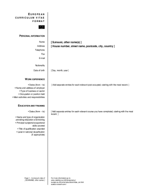 Fillable Online RESUME (sample) Name in English (Surname, Given ...