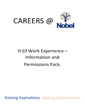 Fillable Online Yr10 Work ExperienceInformation and Permissions Pack ...