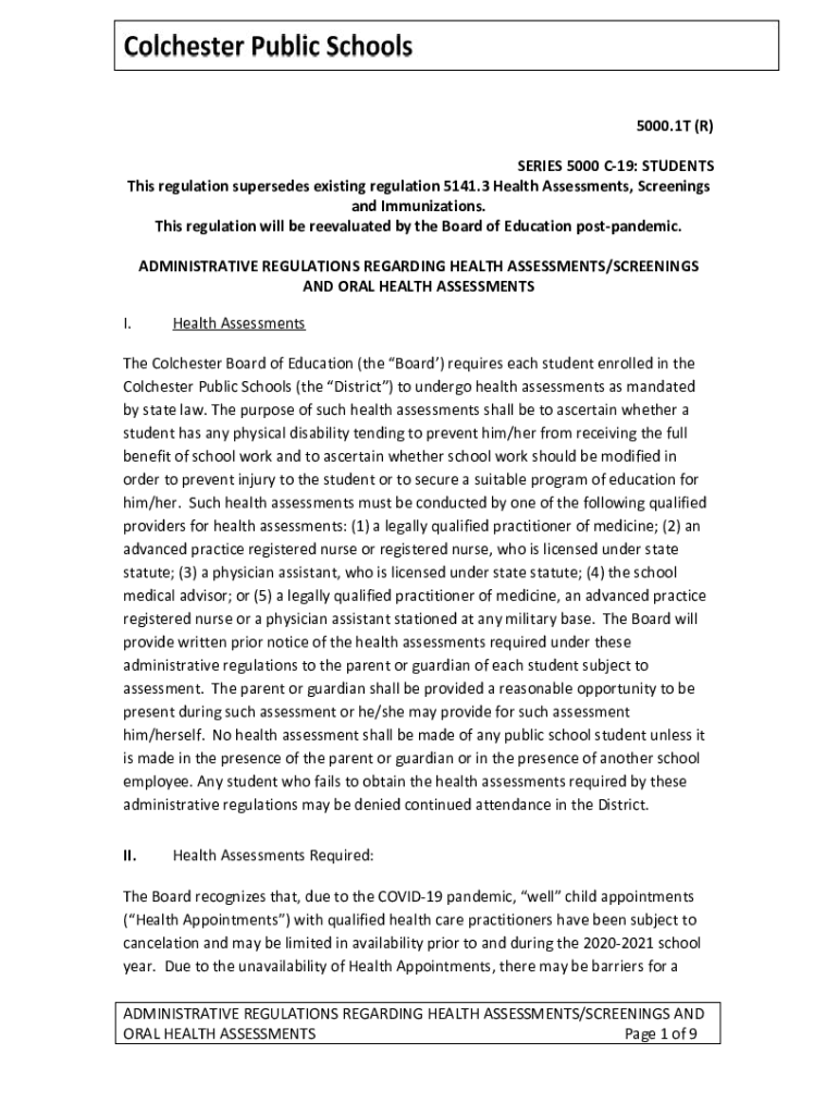 Fillable Online 5000.1T (R) SERIES 5000 C-19: STUDENTS This regulation ... Fax Email Print ...