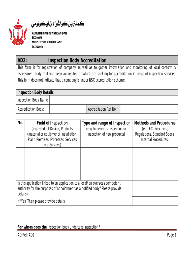 AD2: Inspection Body Accreditation Doc Template | pdfFiller