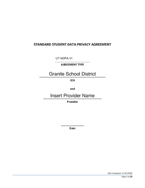 Fillable Online Standard Student Data Privacy Agreement - Academic ...