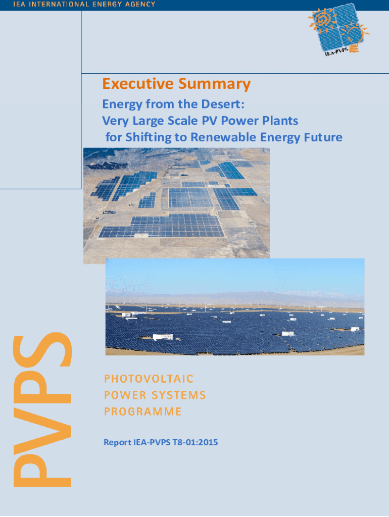 Fillable Online Energy from the Desert: Very Large Scale PV Power Plants for ... Fax Email Print ...