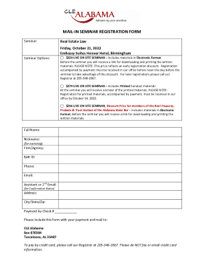 Fillable Online MAIL-IN LIVE SEMINAR REGISTRATION FORM Fax Email Print - pdfFiller