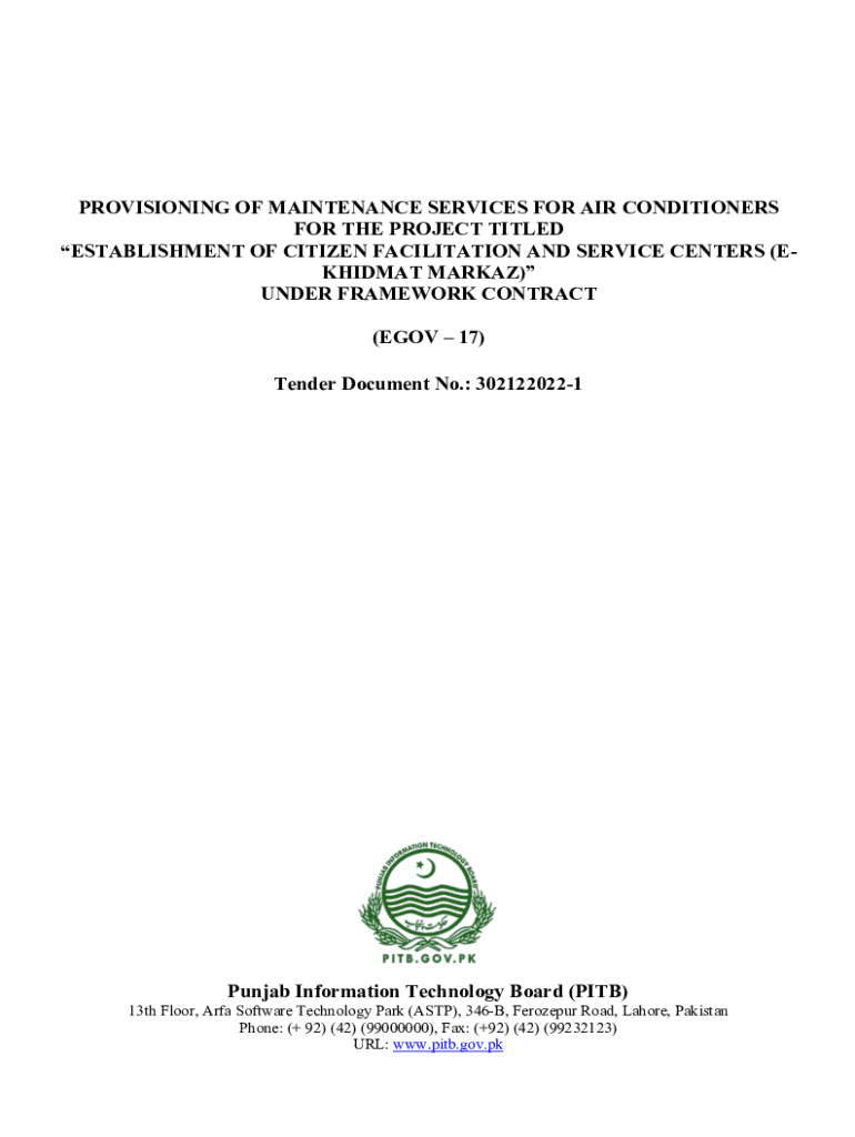 Fillable Online pitb gov Tender Doc - EGOV 17 -AC-Services - PPRA ...