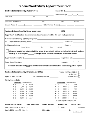 Fillable Online 2022 Federal Work-Study Authorization Form Fax Email ...