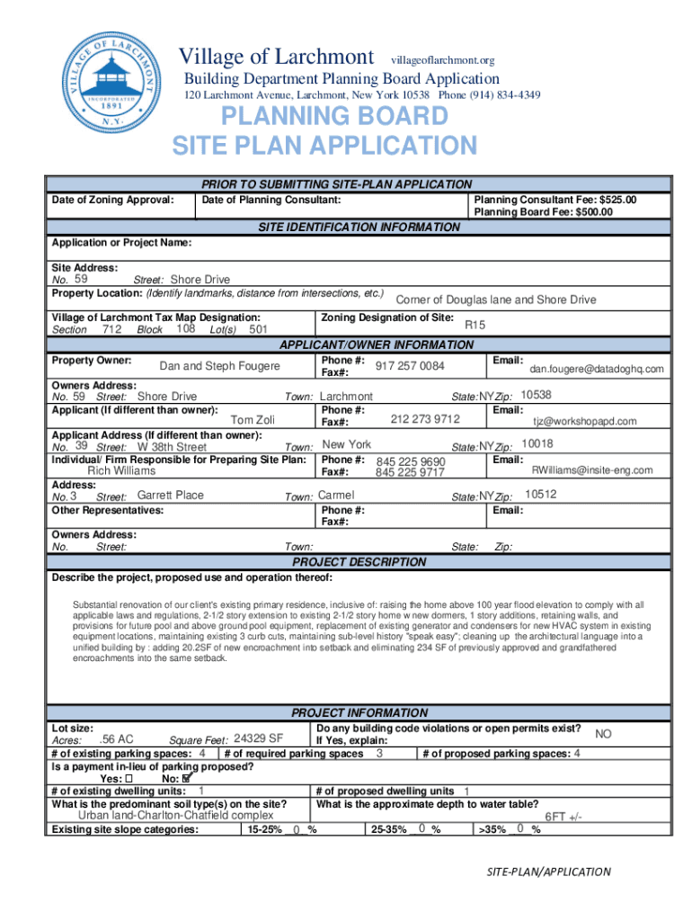 Fillable Online PLANNING BOARD SITE PLAN APPLICATION Fax Email Print ...